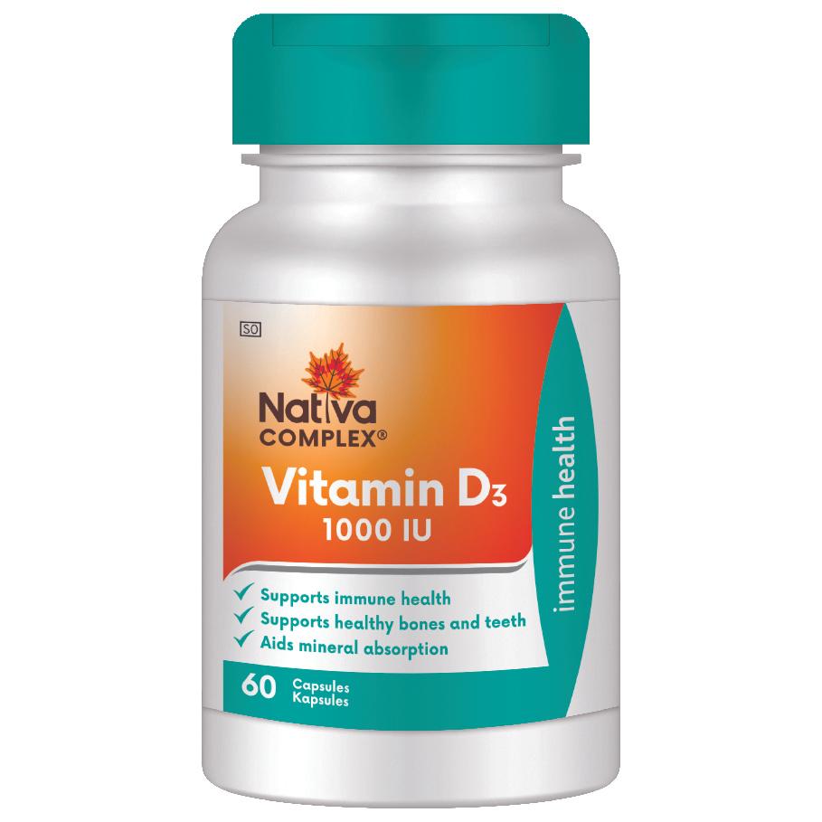 Buy Nativa Complex Vitamin D3 1000iu 60 Caps Online | Exclusive Brands ...